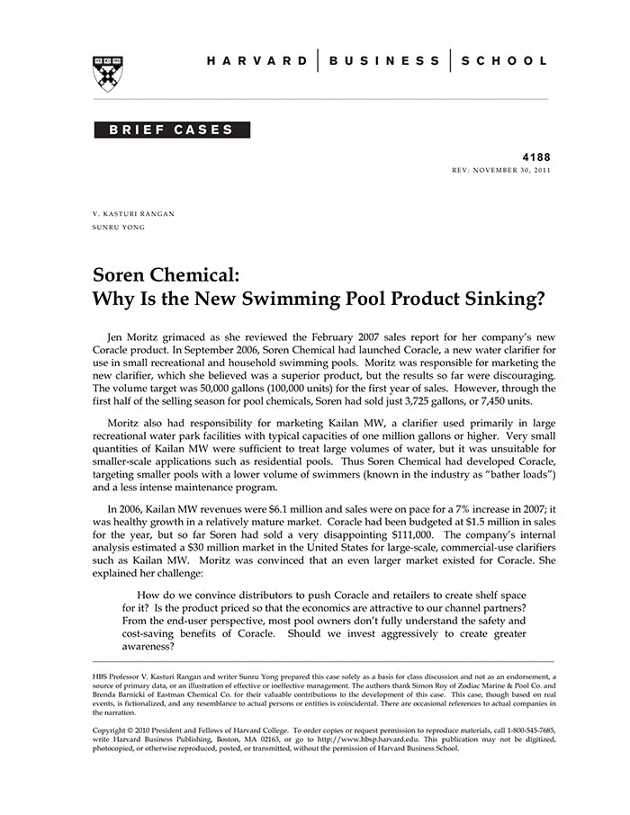 Soren Chemical: Why is the New Swimming Pool Product Sinking? (Brief C ...