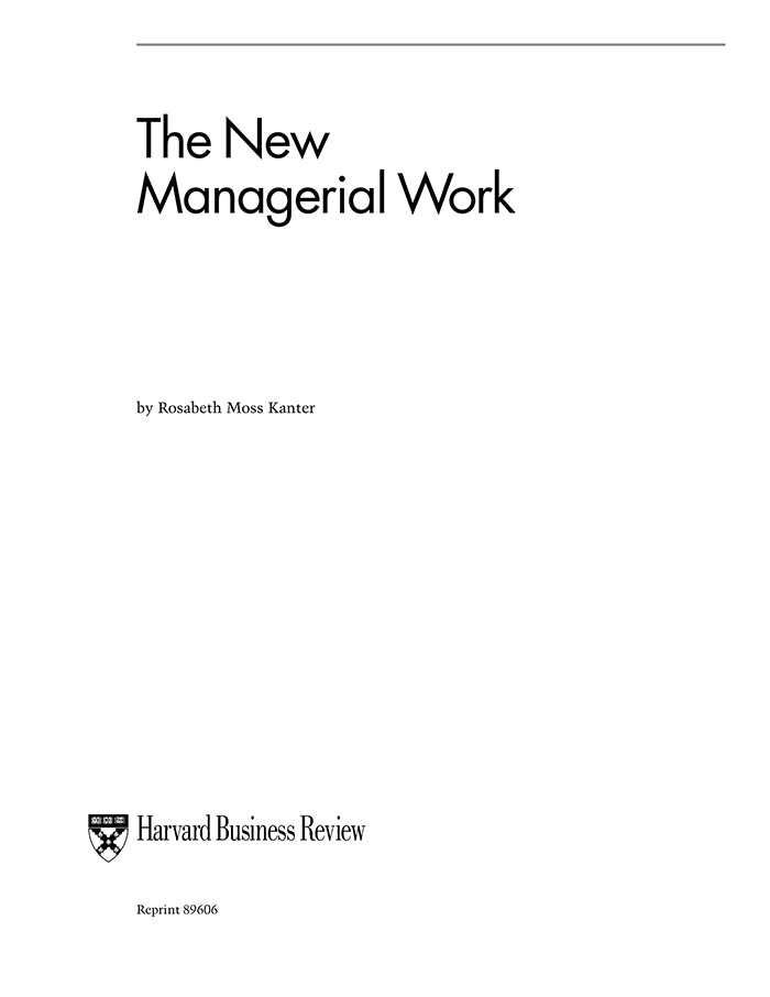 New Managerial Work – Harvard Business School Publishing
