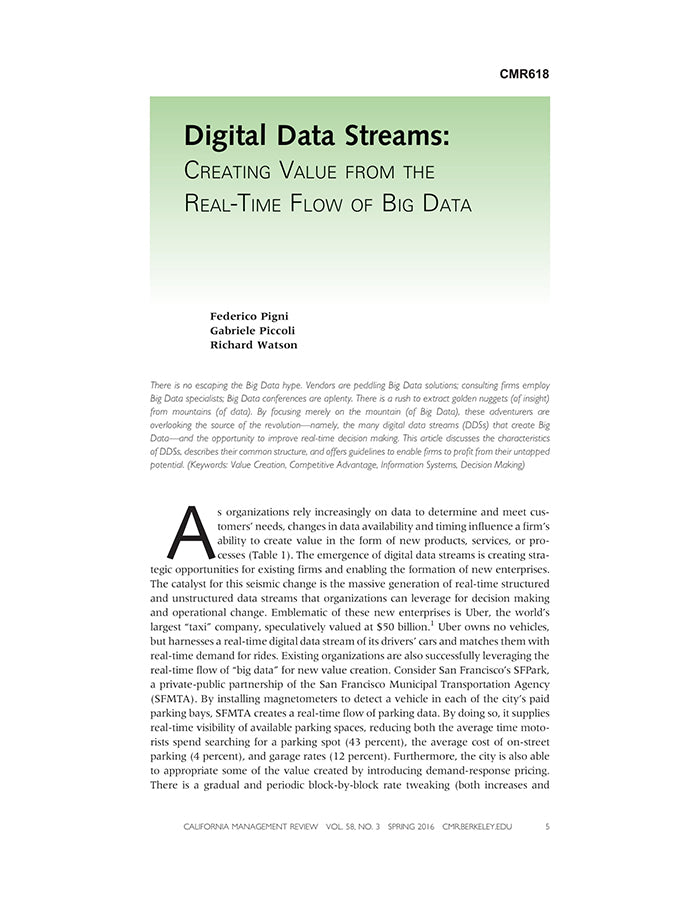 Digital Data Streams: Creating Value from the Real-Time Flow of Big Da ...