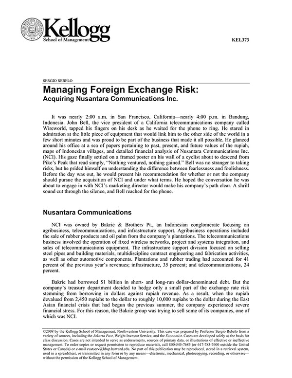 Managing Foreign Exchange Risk: Acquiring Nusantara Communications Inc ...