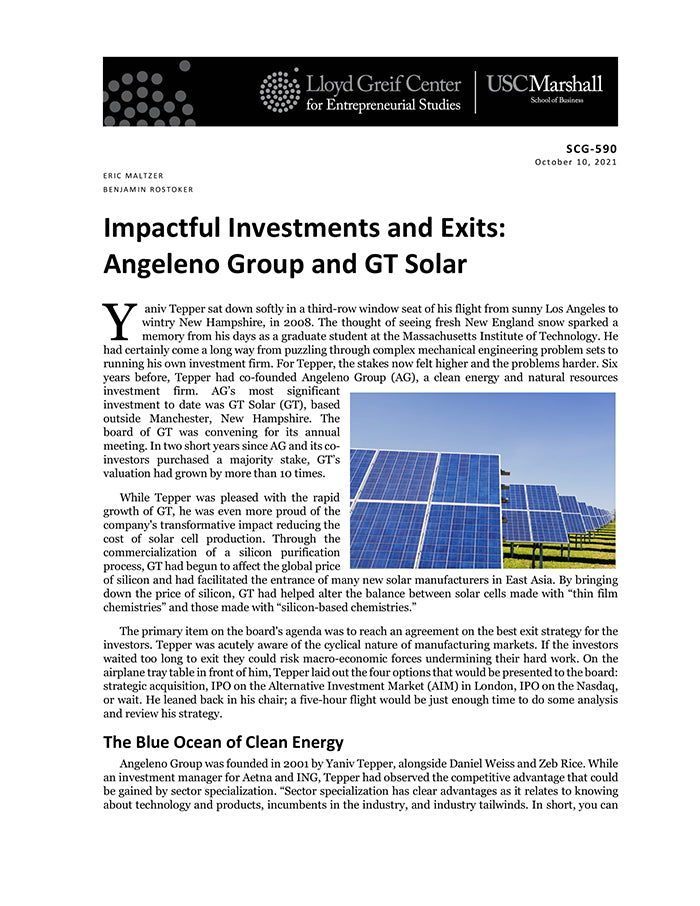 Impactful Investments and Exits: Angeleno Group and GT Solar – Harvard ...