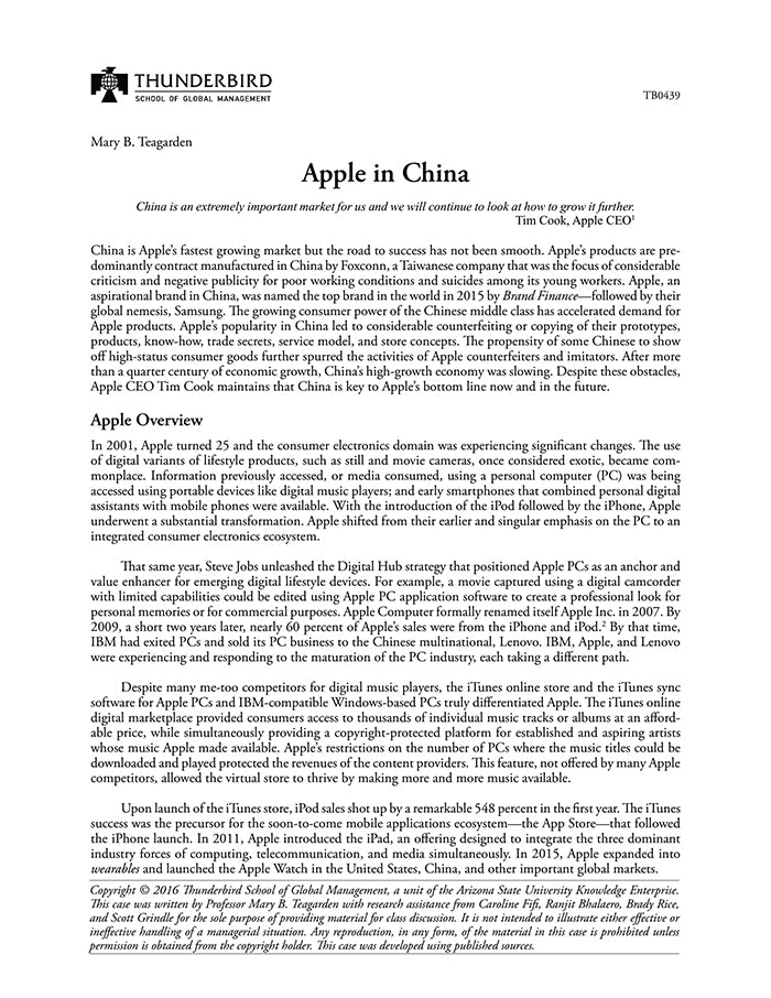 Apple in China – Harvard Business School Publishing