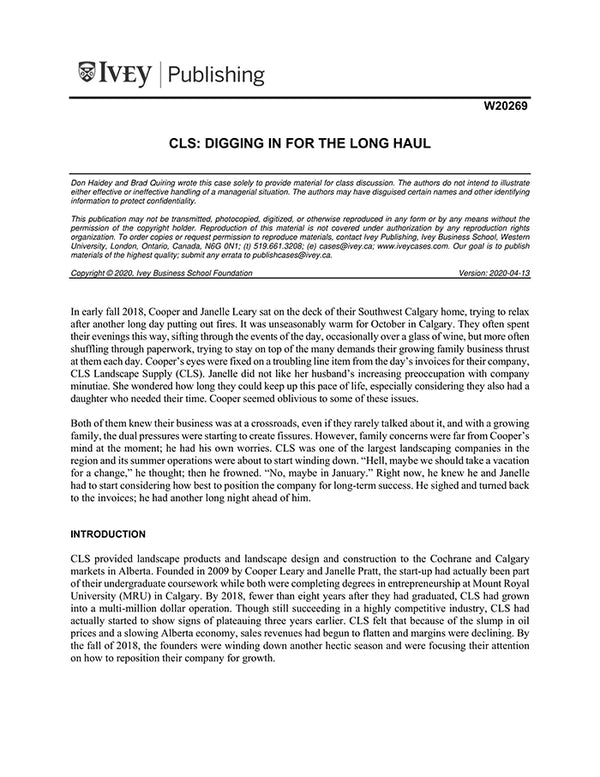 CLS: Digging in For the Long Haul – Harvard Business School Publishing