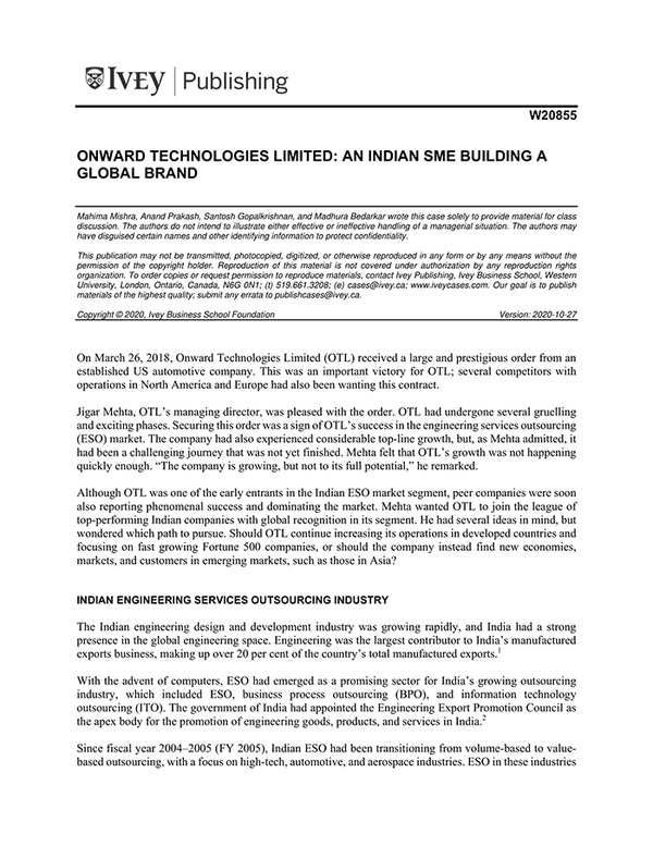 Onward Technologies Limited: An Indian SME Building a Global Brand ...