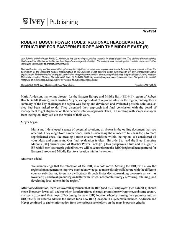 Robert Bosch Power Tools: Regional Headquarters Structure for Eastern ...